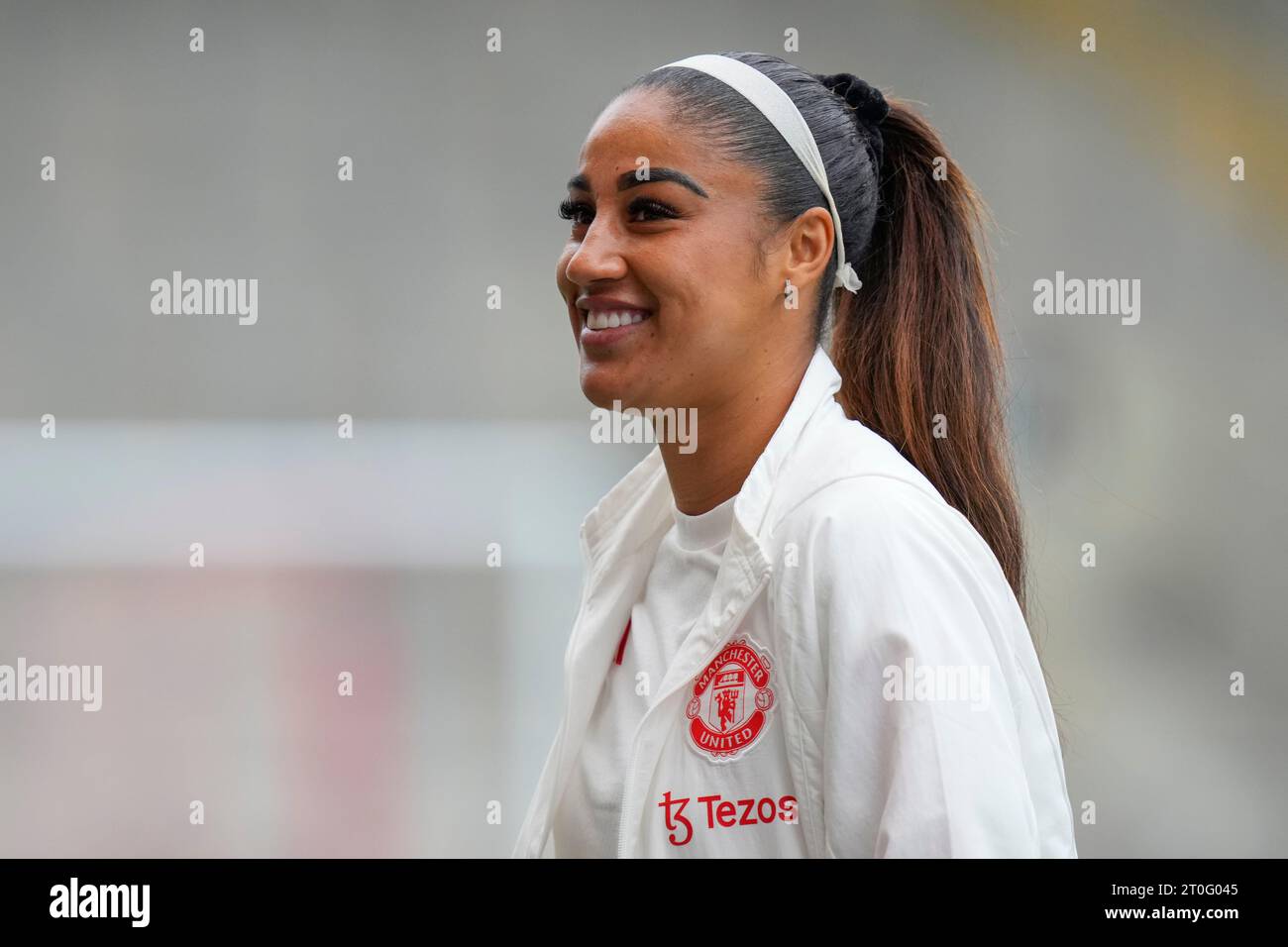 Leigh, UK. 06th Oct, 2023. Gabrielle George #3 of Manchester United ...