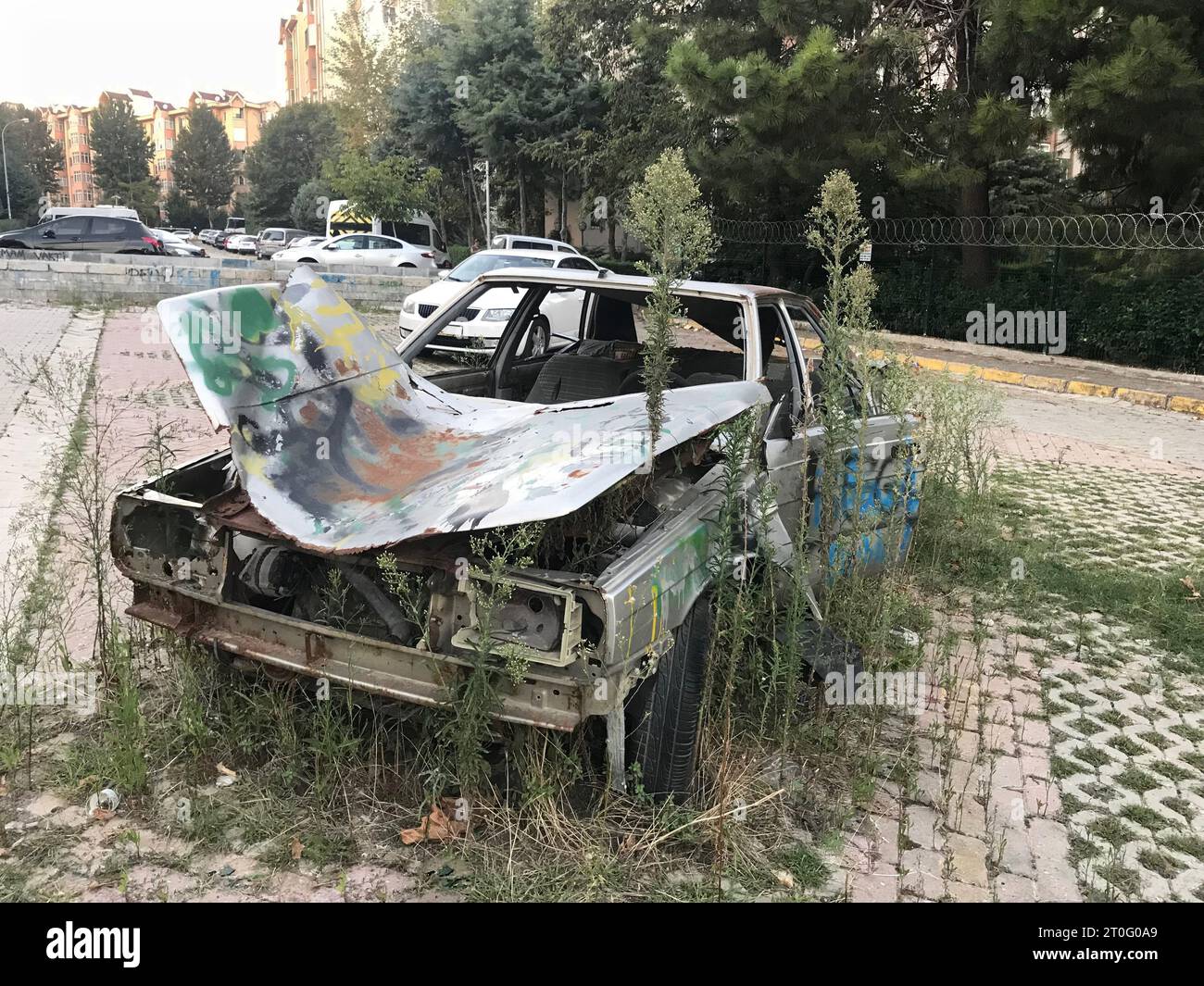 Scrap car at the car park in Istanbul, Turkey Stock Photo - Alamy
