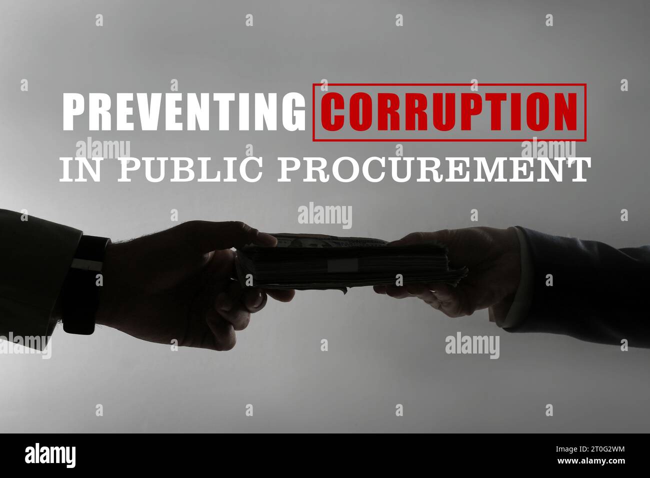 Preventing corruption in public procurement. Silhouettes of woman ...