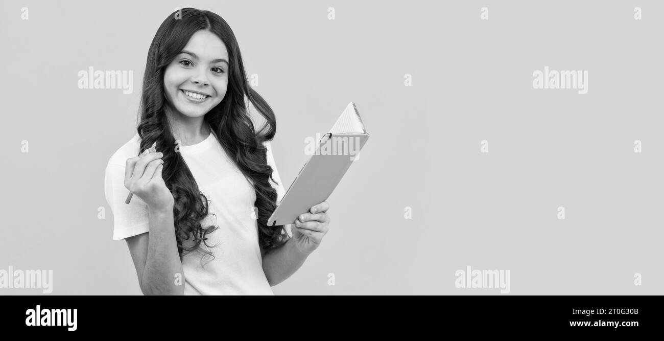 student prepare for exam. schoolgirl do homework. making notes. pupil ...