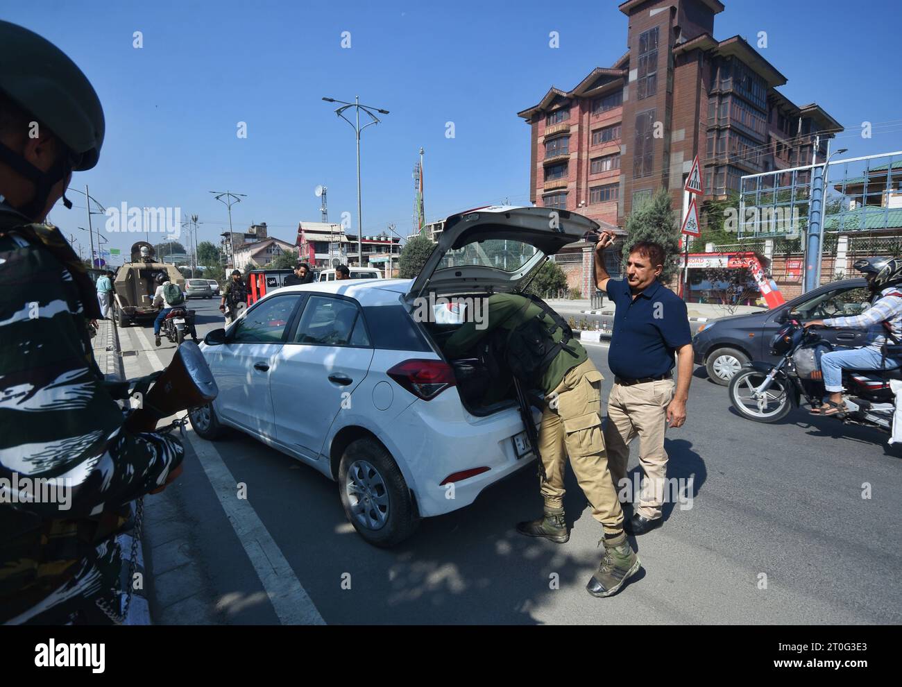 October 6, 2023, Srinagar, Jammu and Kashmir, India: Indian forces checks civilians during a ...