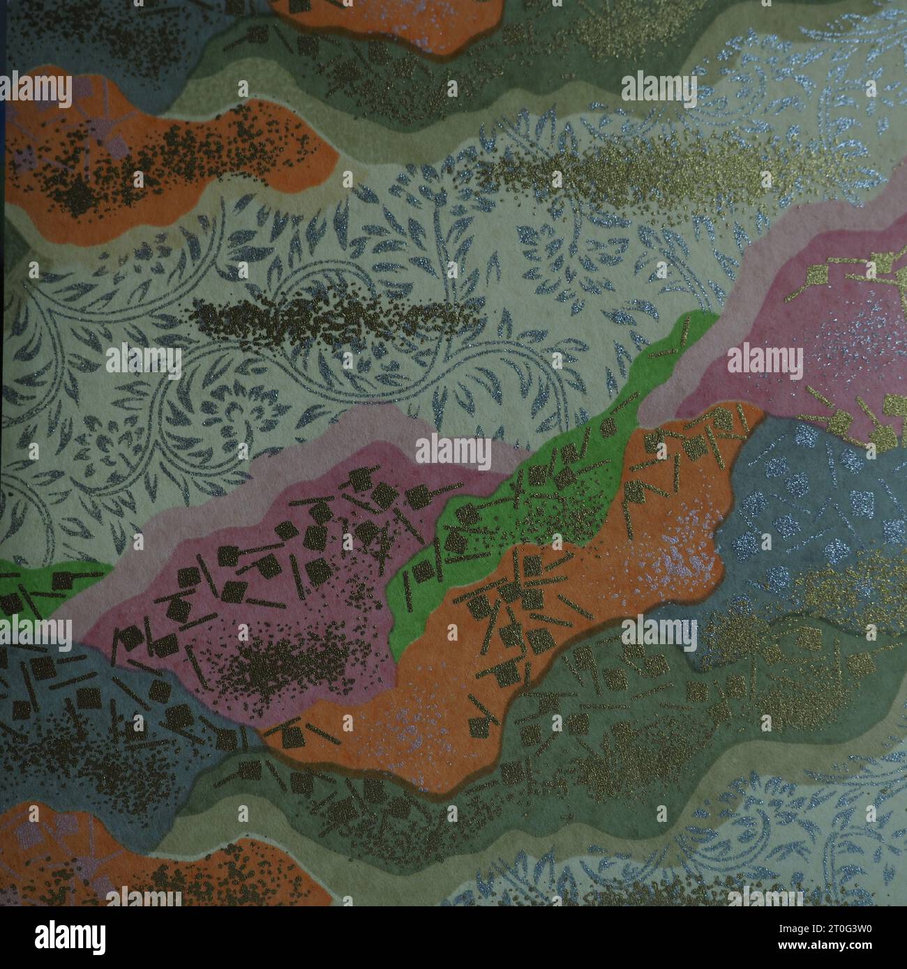 Traditional Japanese patterns with plants and waves Stock Photo - Alamy