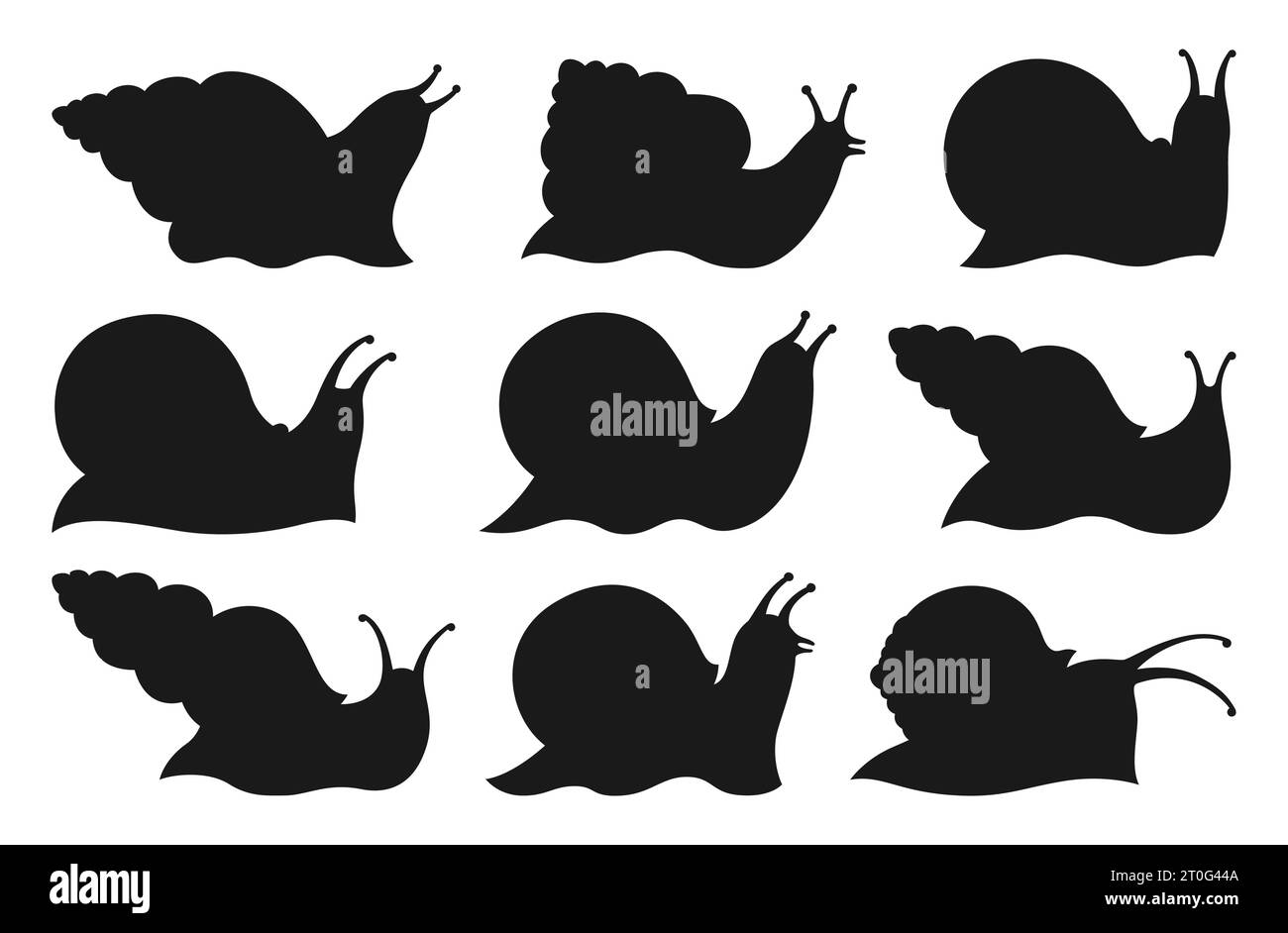 Snail child cartoon silhouette set. Funny baby shape spiral snails ...