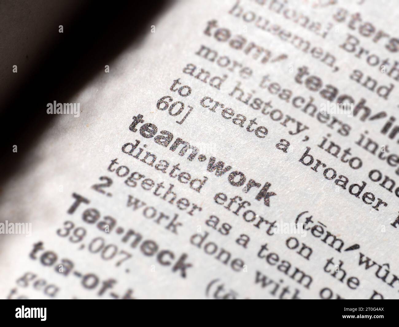 Closeup definition of the word teamwork Stock Photo - Alamy