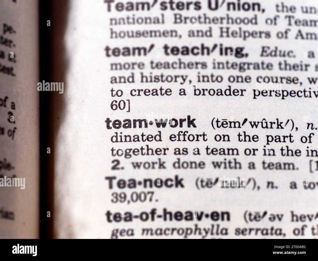 Teamwork dictionary definition closeup black and white hi-res stock ...