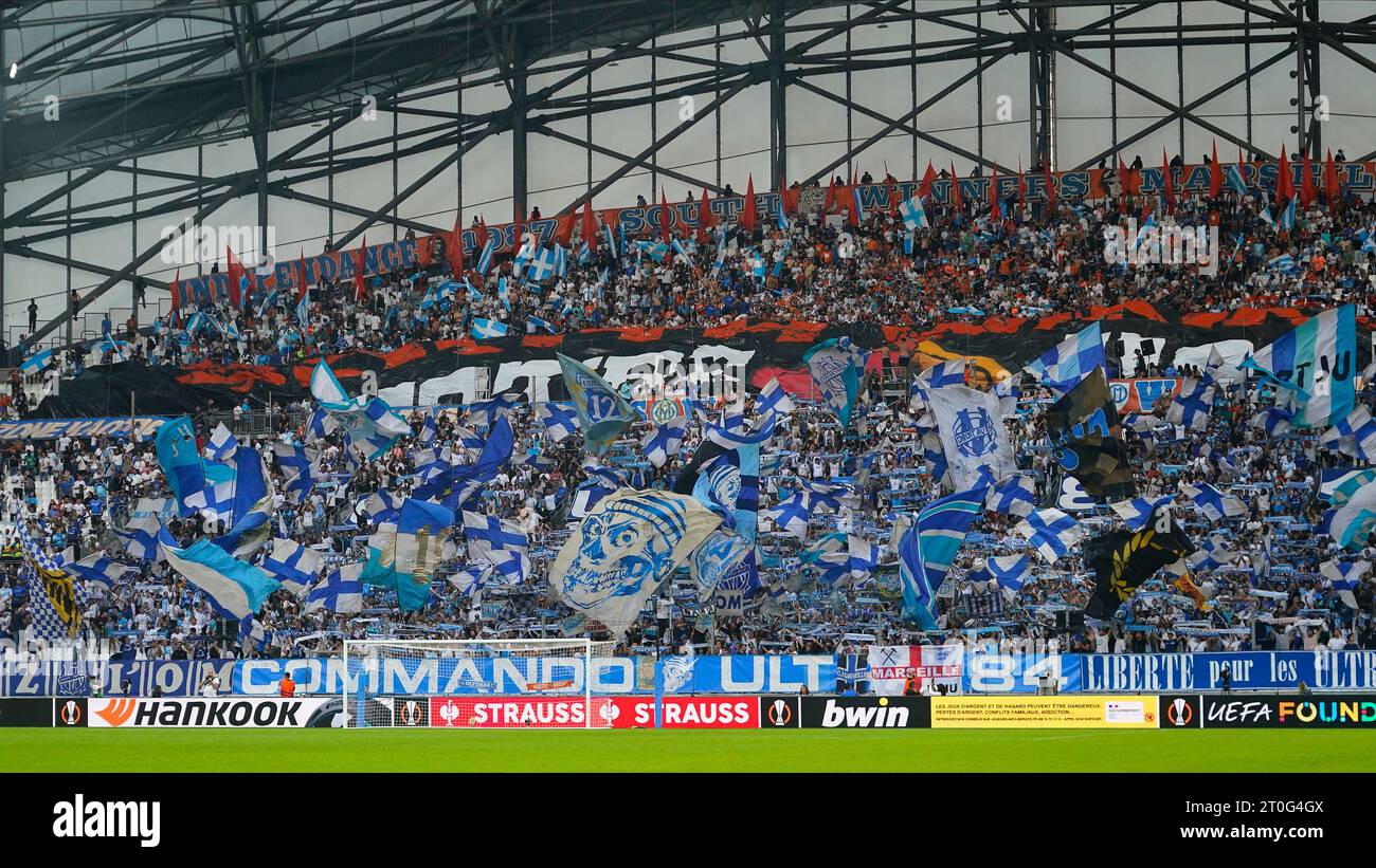 Marseille, Marseille. 05th Oct, 2023. Olympique Marseille radical fans ...