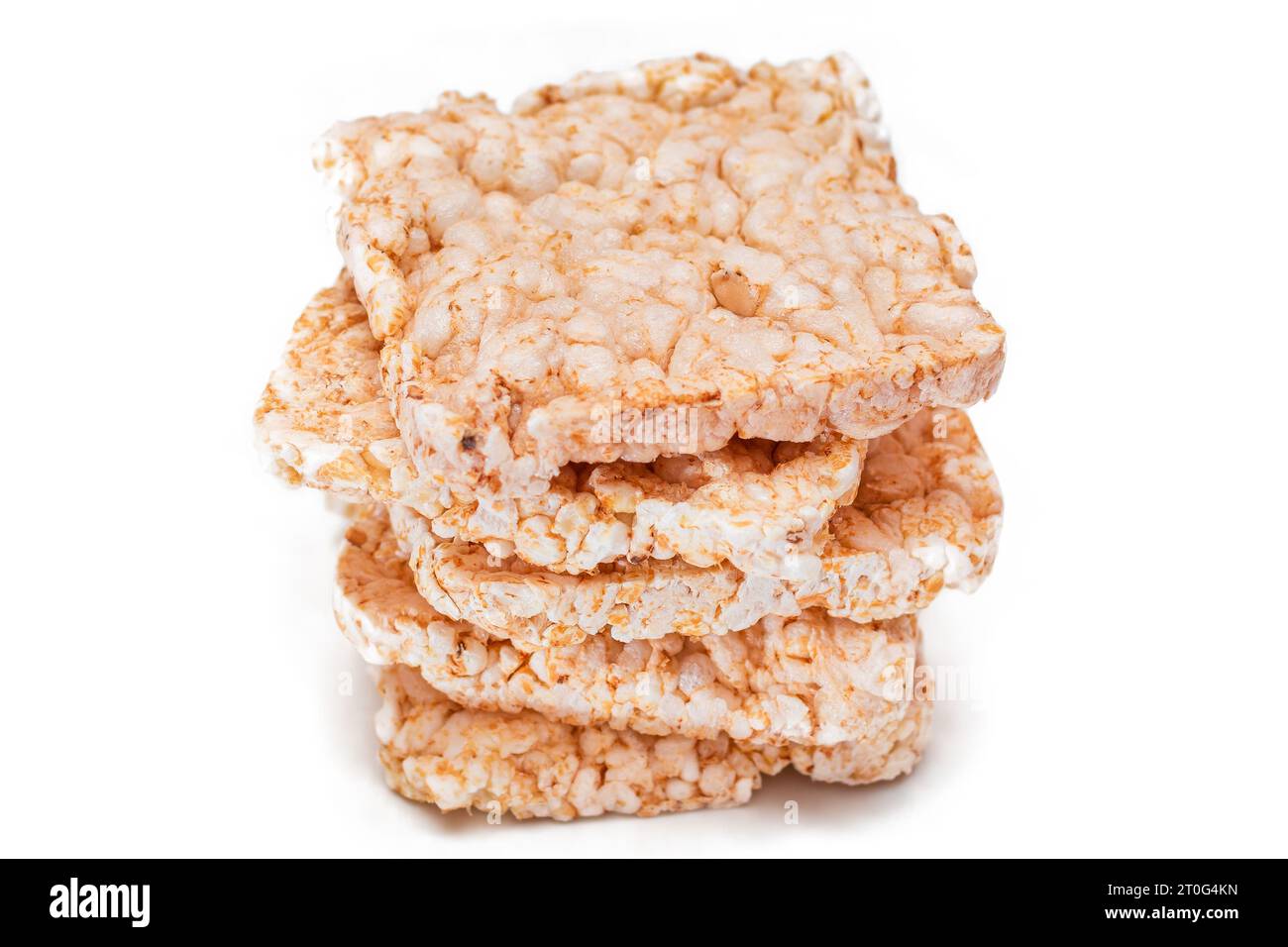 A Stack of Square Rice Cakes - Isolated on White. Dietary Crispbread ...