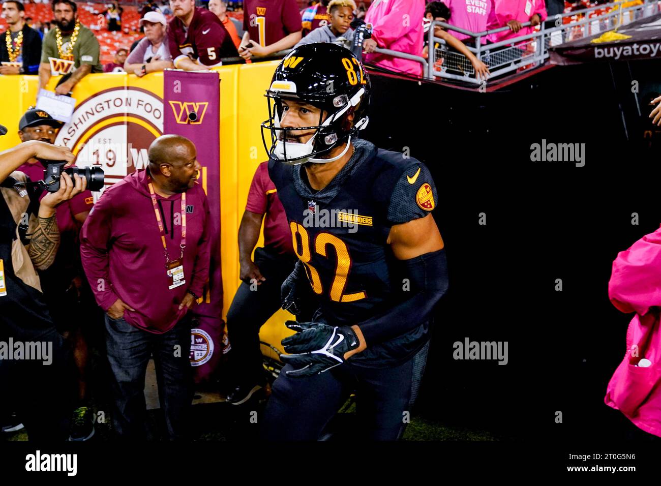 Washington Commanders tight end Logan Thomas takes the field before an ...