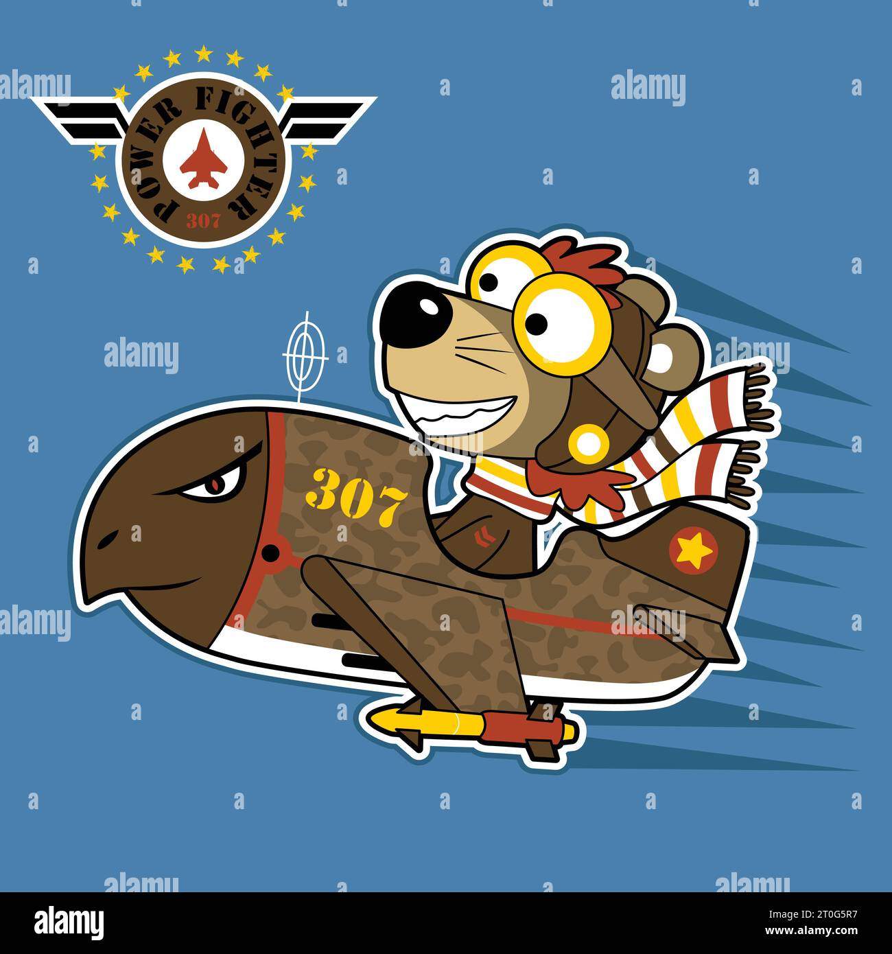 Funny puppy on fighter jet with air force logo, vector cartoon illustration Stock Vector Image ...