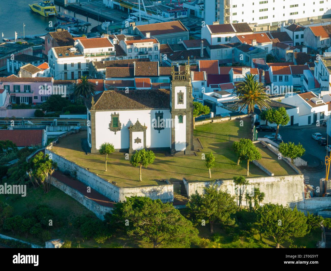 Aerial view of the Hermitage of the Mother of God in Ponta Delgada ...