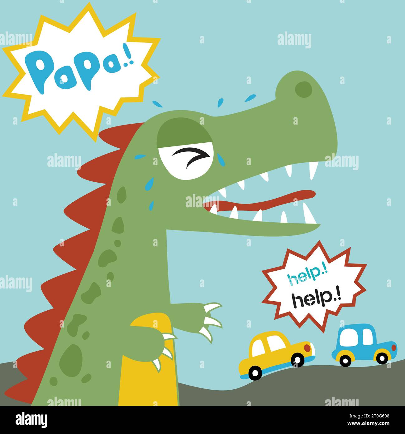 Giant monster with cars, vector cartoon illustration Stock Vector Image ...