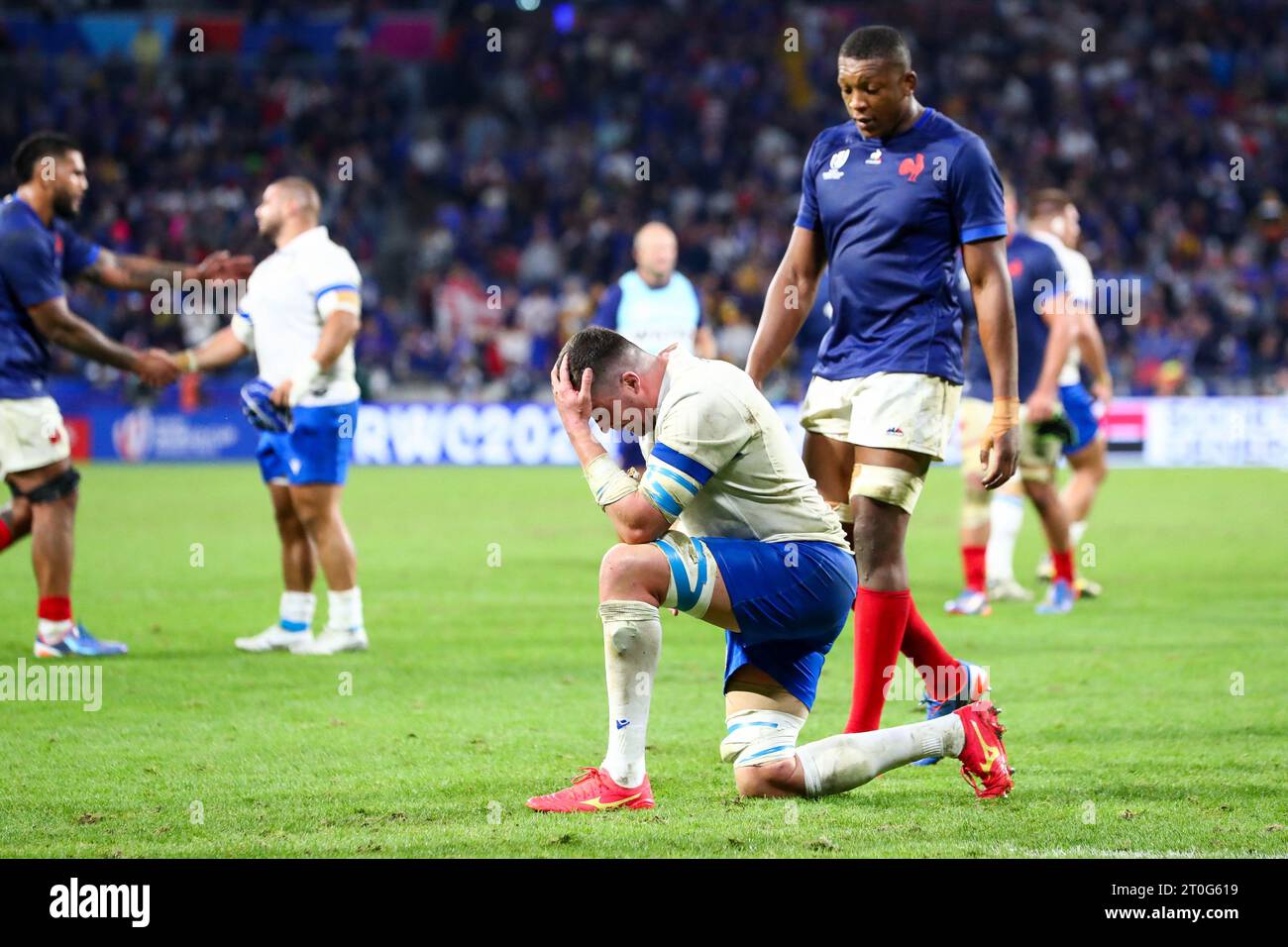 Sebastian Negri #6 of Italy and Cameron Woki #4 of France during the ...