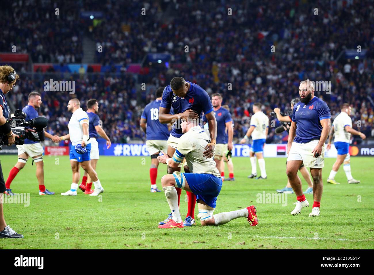 Sebastian Negri #6 of Italy and Cameron Woki #4 of France during the ...