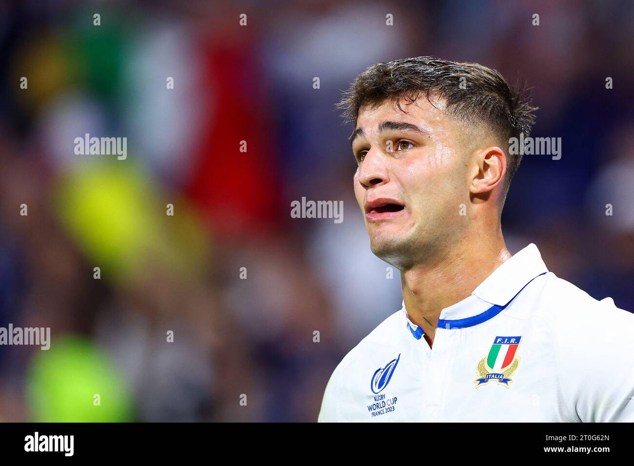 Lorenzo Pani #23 of Italy during the Rugby World Cup Pool A match ...