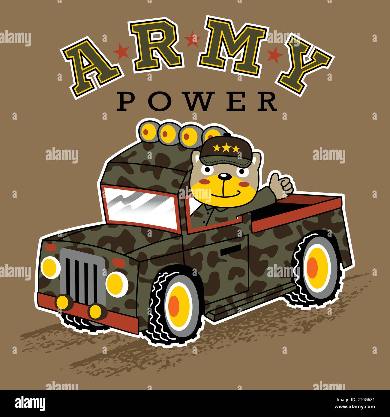 Funny cat soldier driving armored vehicle, vector cartoon illustration ...