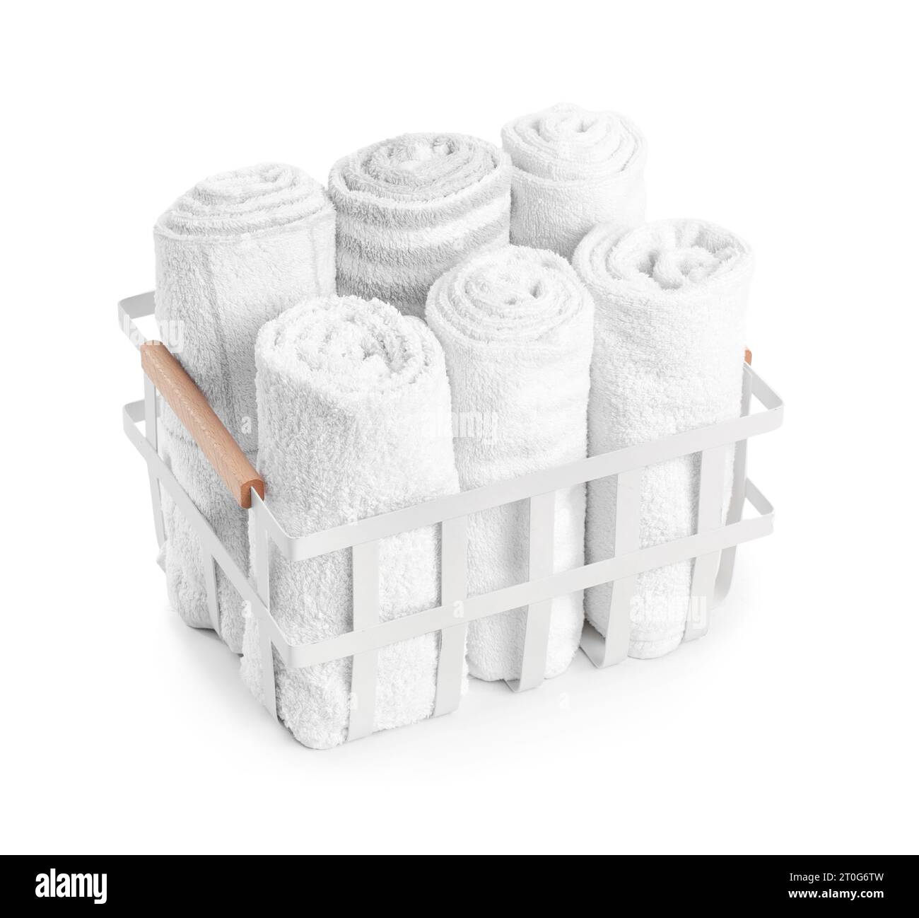 Basket of rolled towels Cut Out Stock Images & Pictures - Alamy