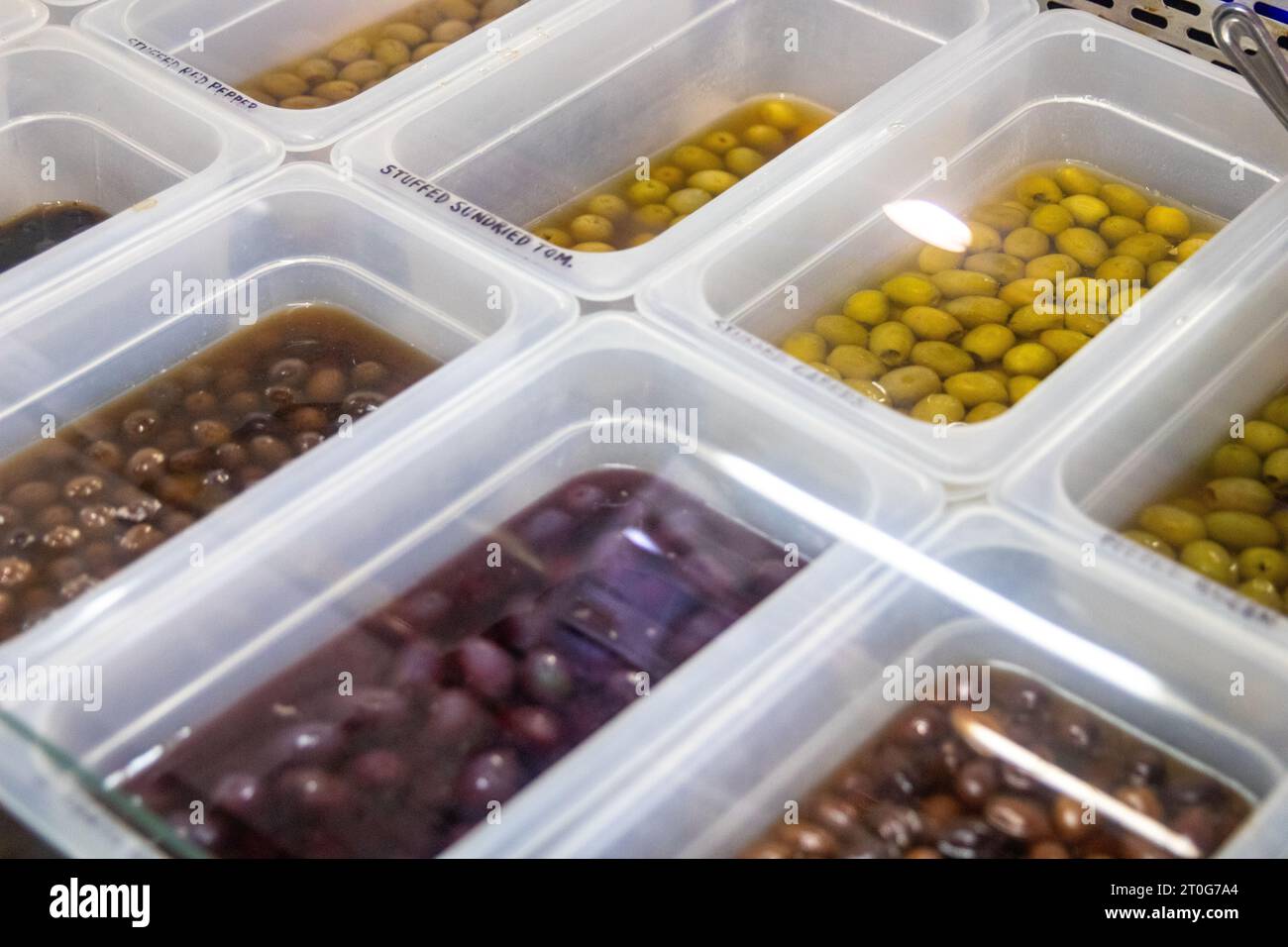 A Self Serve Olive Bar with different choices Stock Photo - Alamy