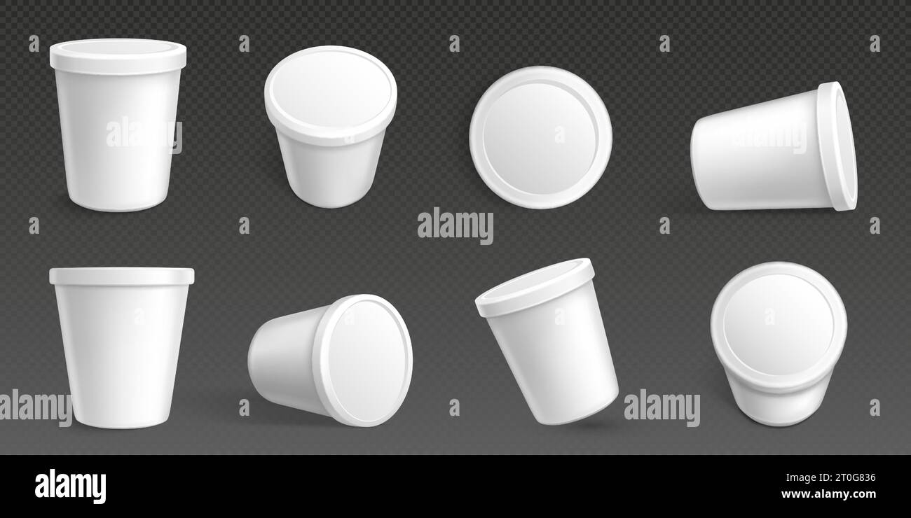 Realistic white food containers set isolated on transparent background ...