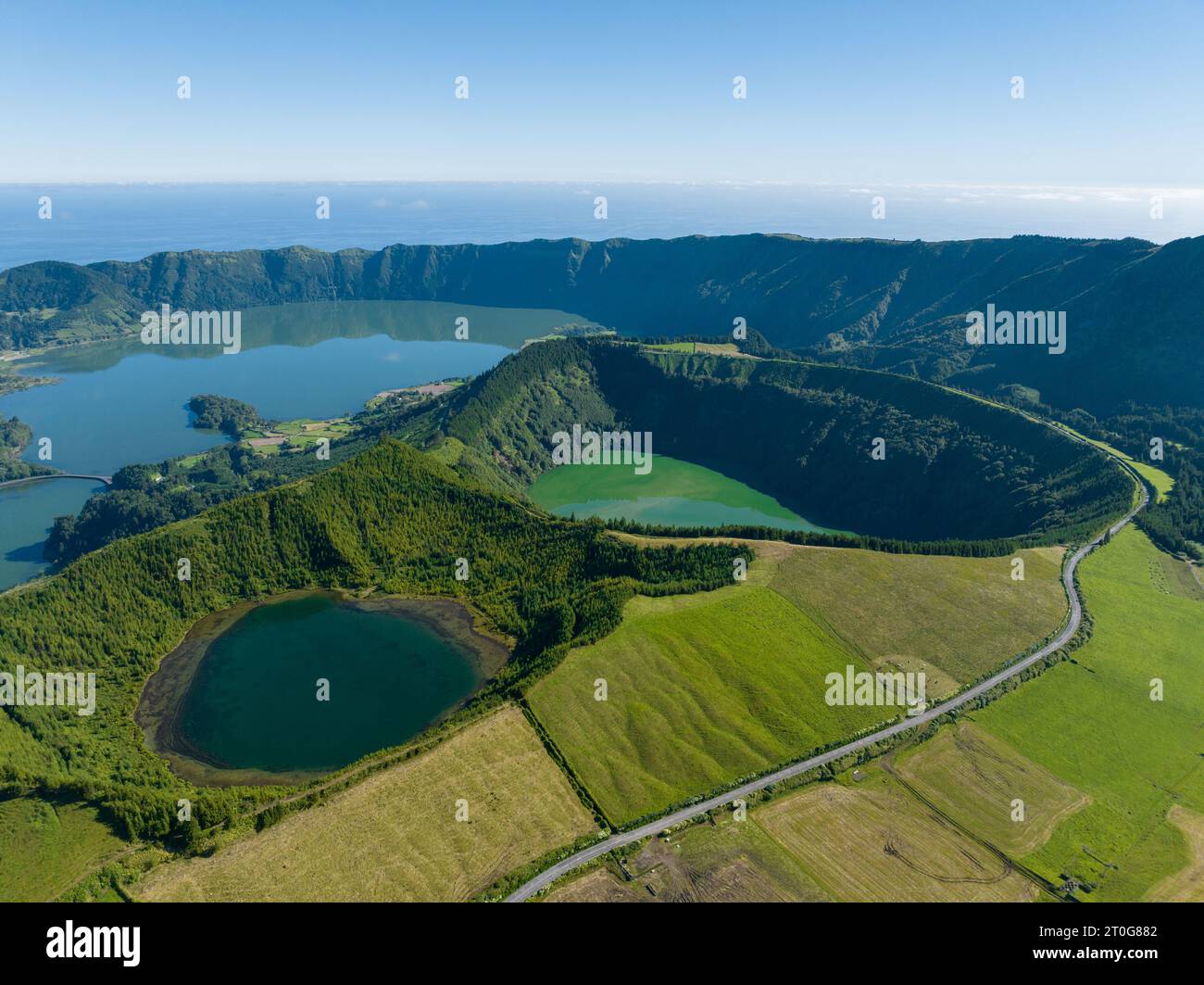 The view from the Miradouro da Vista do Rei viewpoint over Sete Cidades ...