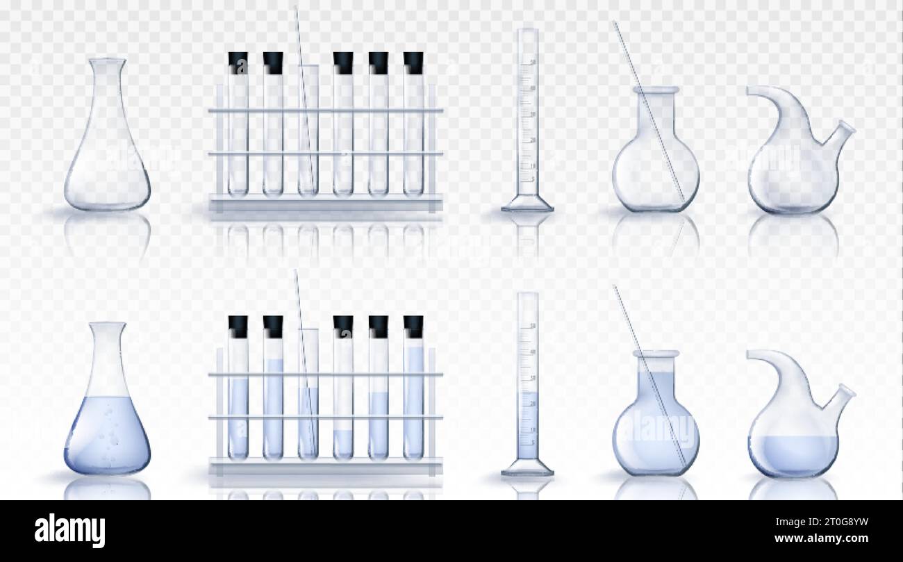 3d laboratory test glass beaker equipment vector. Science lab realistic ...