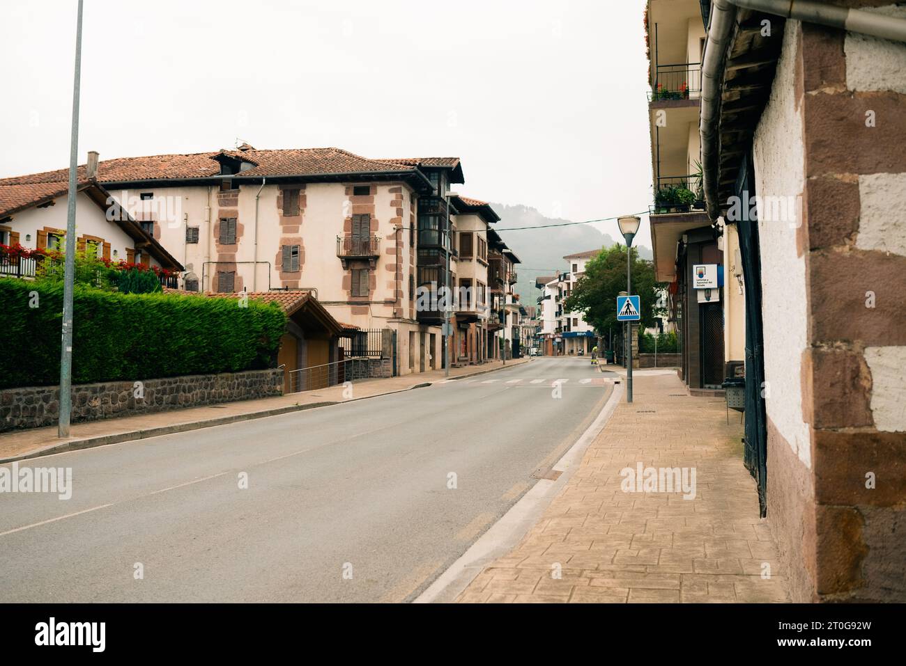 Elizondo, Navarre, Spain - August 24 2023 - view of the square in the ...