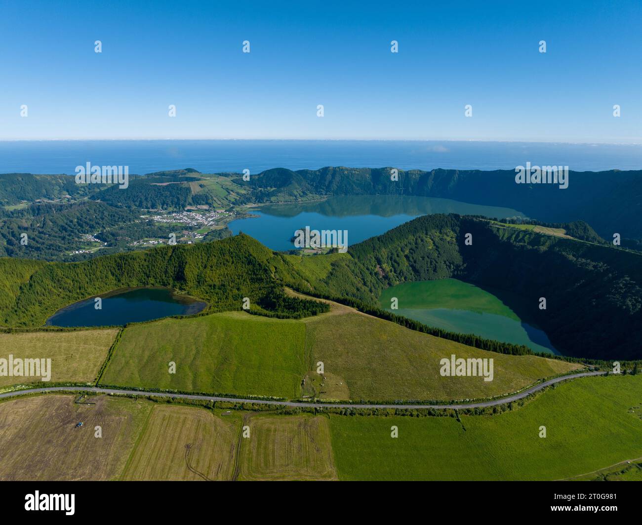 The view from the Miradouro da Vista do Rei viewpoint over Sete Cidades ...