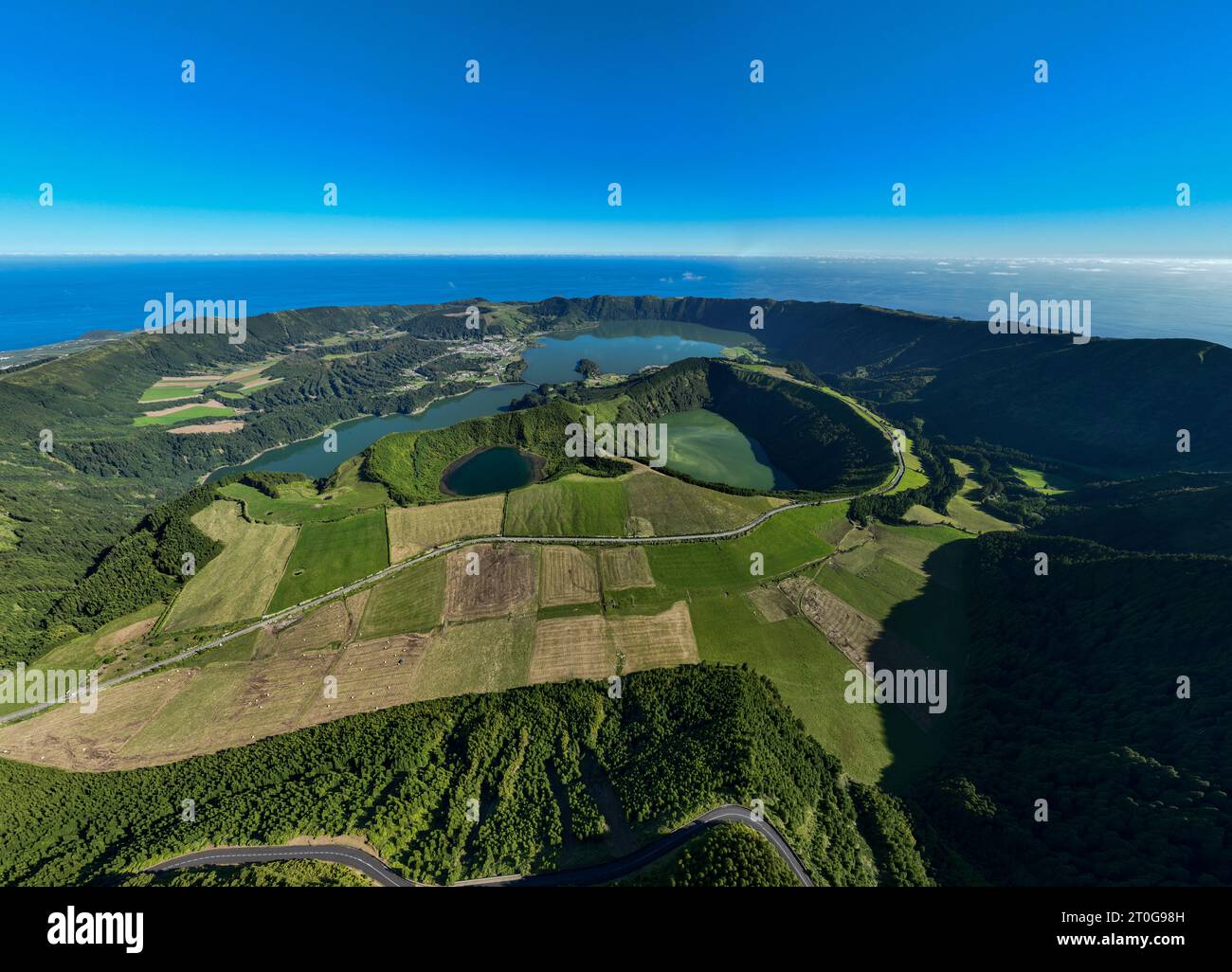 The view from the Miradouro da Vista do Rei viewpoint over Sete Cidades ...