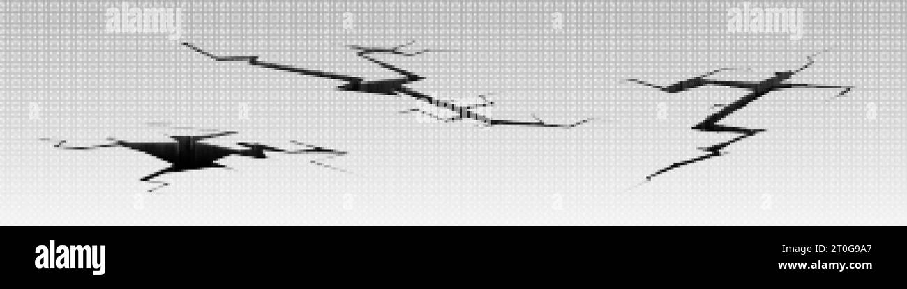 Earth break ground and crack hole vector 3d effect. Broken concrete ...