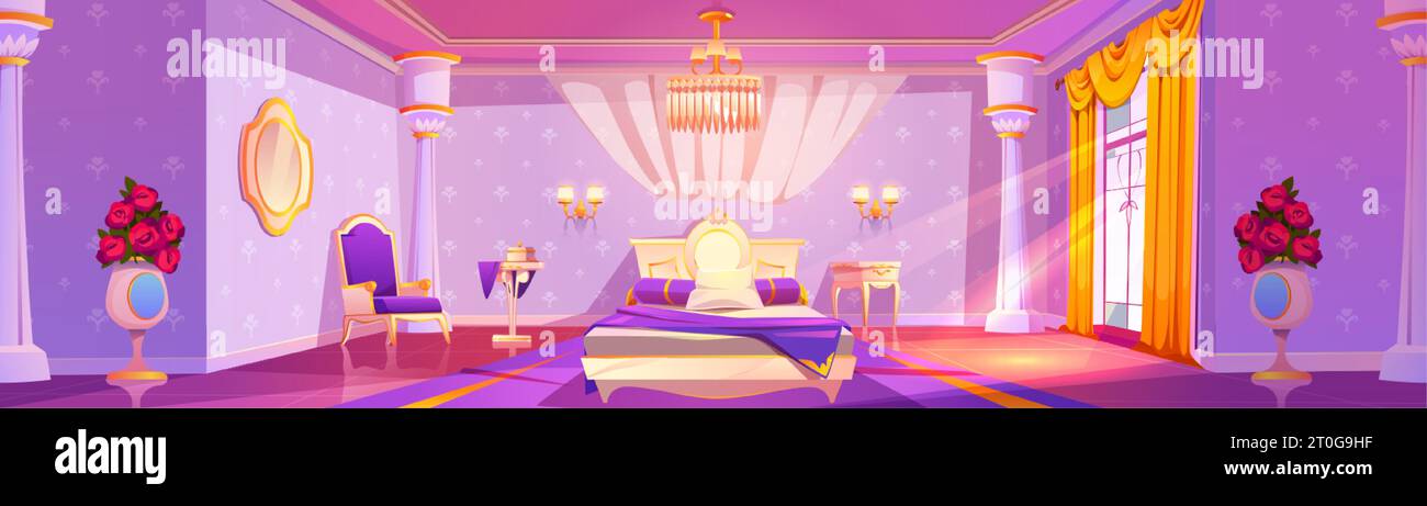 Princess bedroom interior - royal castle girly room for sleeping and ...