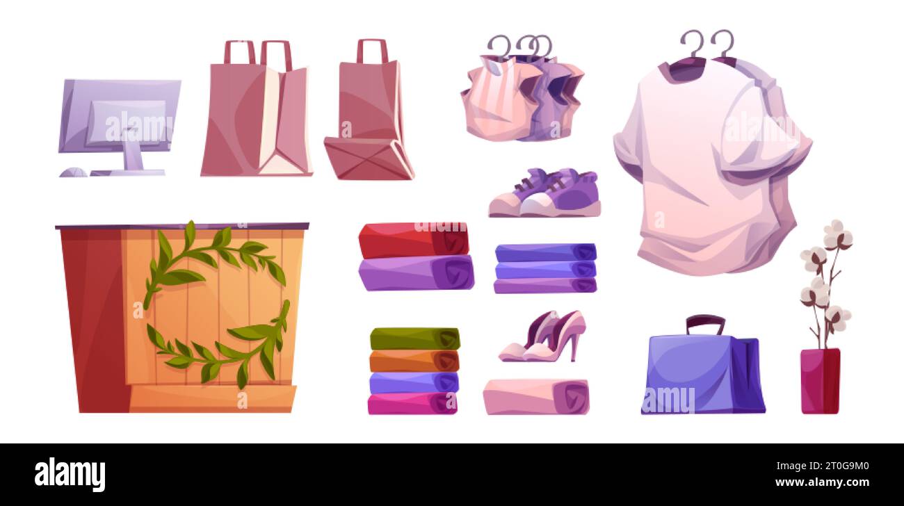 Fashion shop and cloth boutique interior vector. Store room design ...