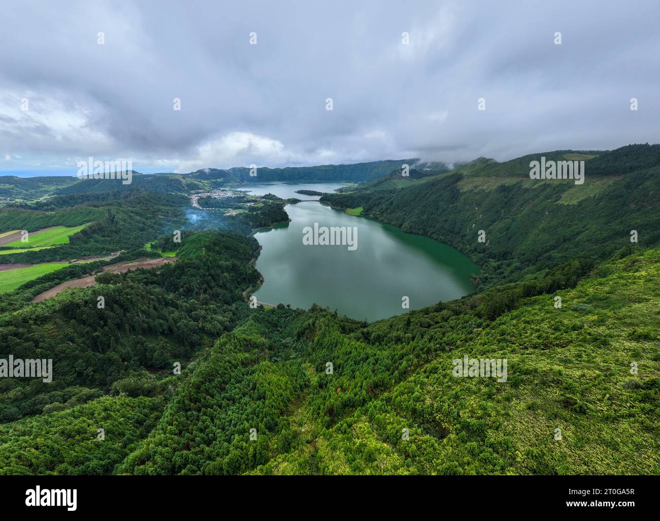 The view from the Miradouro da Vista do Rei viewpoint over Sete Cidades ...
