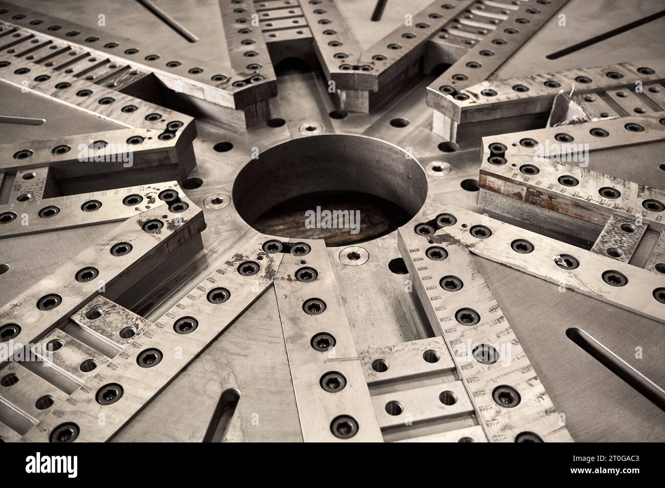 Base plate of huge lathe machine tool in plant workshop Stock Photo - Alamy