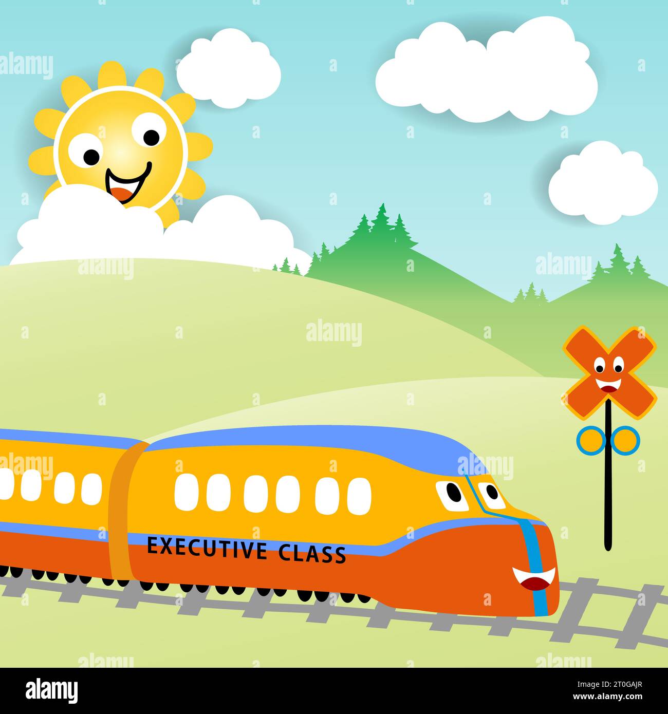 Train behind trees Stock Vector Images - Alamy