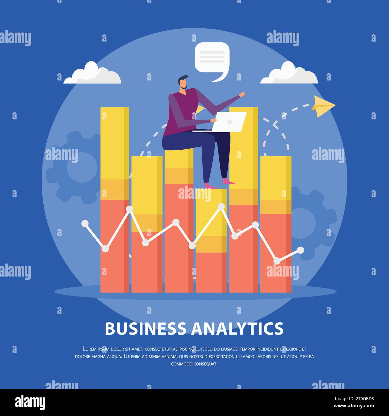 Effective management concept flat background with infographic images ...