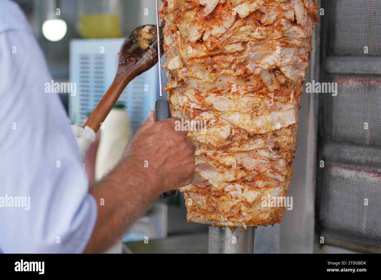 rotating traditional gyros meat close up Stock Photo - Alamy