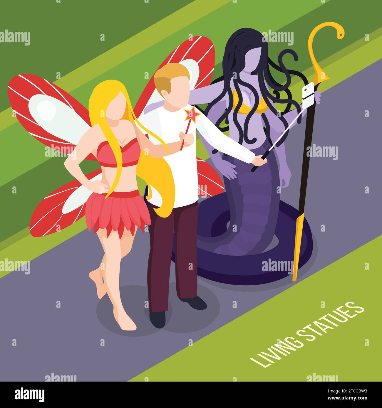 Street artists isometric composition man during selfie with living ...