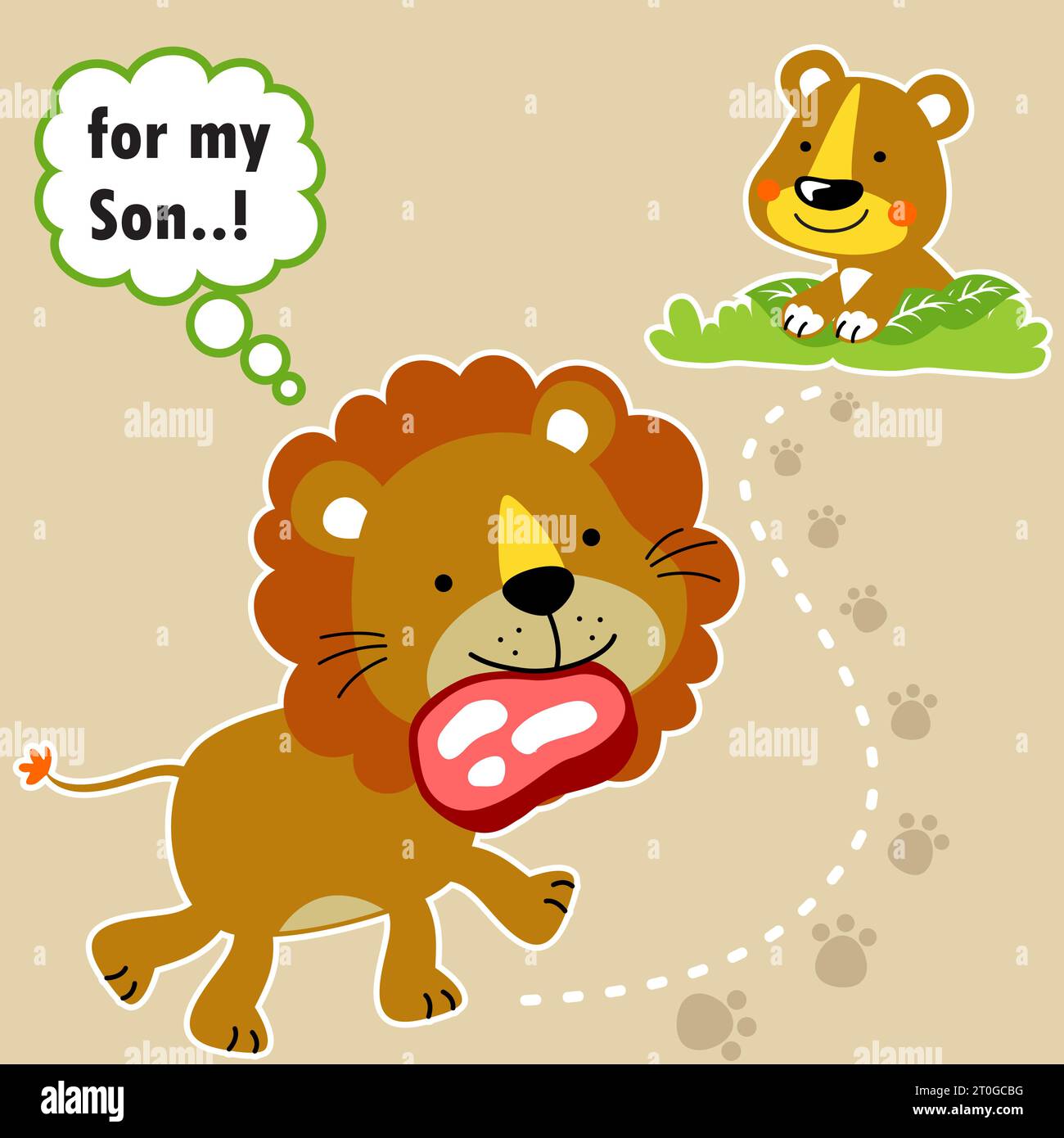 Lion Eating Meat Cartoon