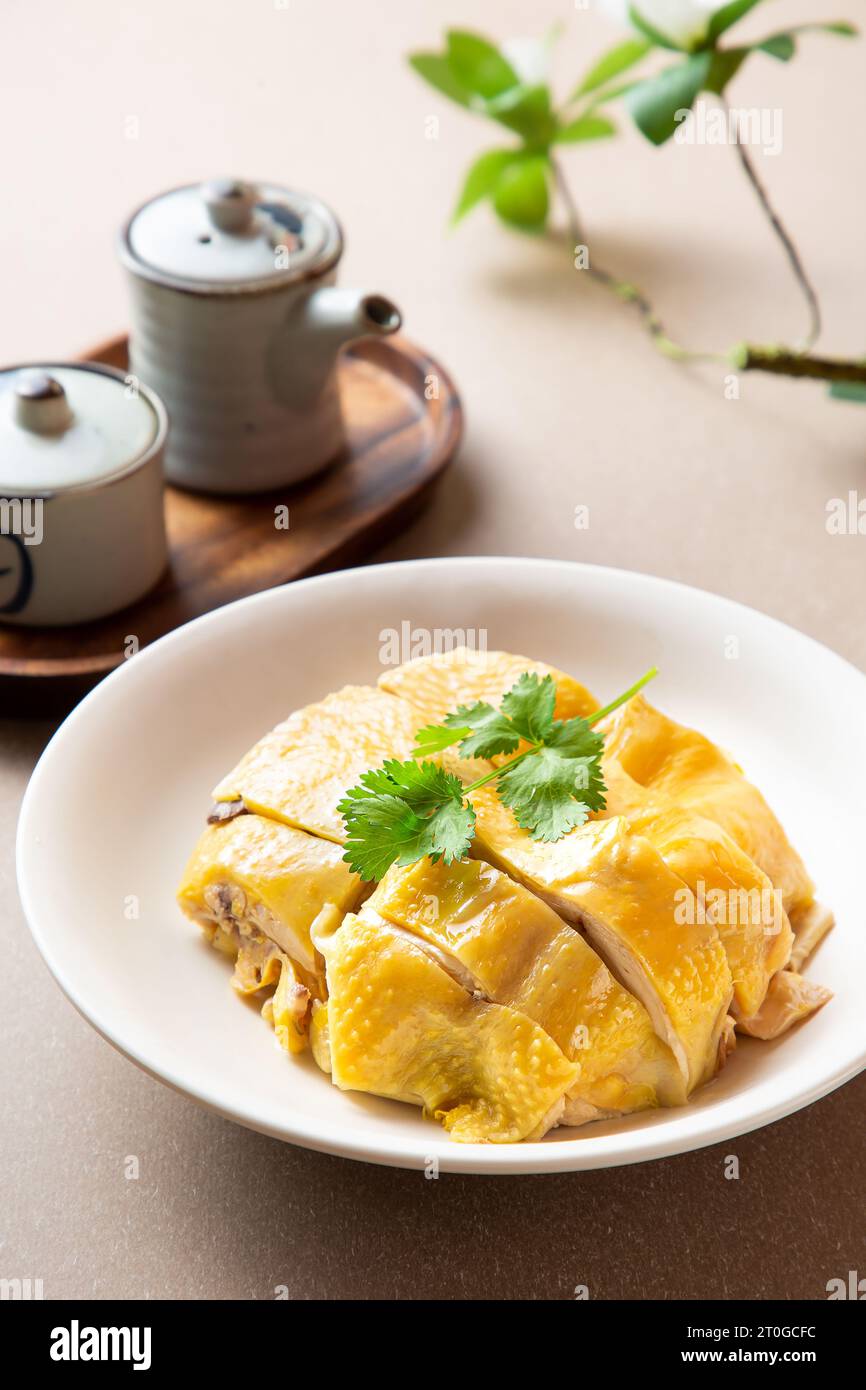 sliced chicken soaked in Chinese wine named drunken chicken ，White cut ...