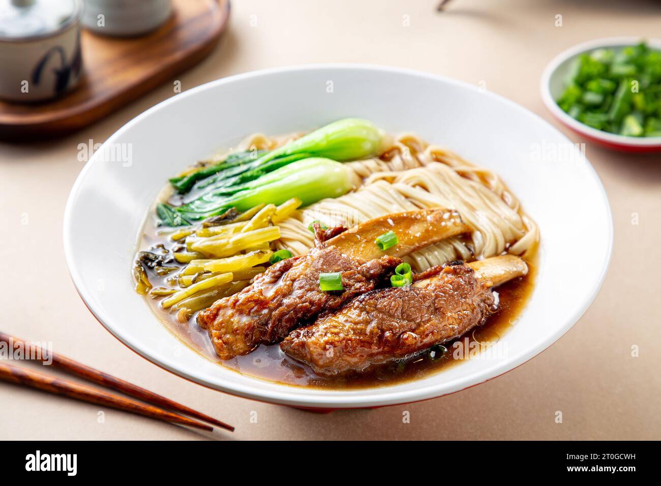 Spicy red Pork Ribs Noodles Stock Photo - Alamy