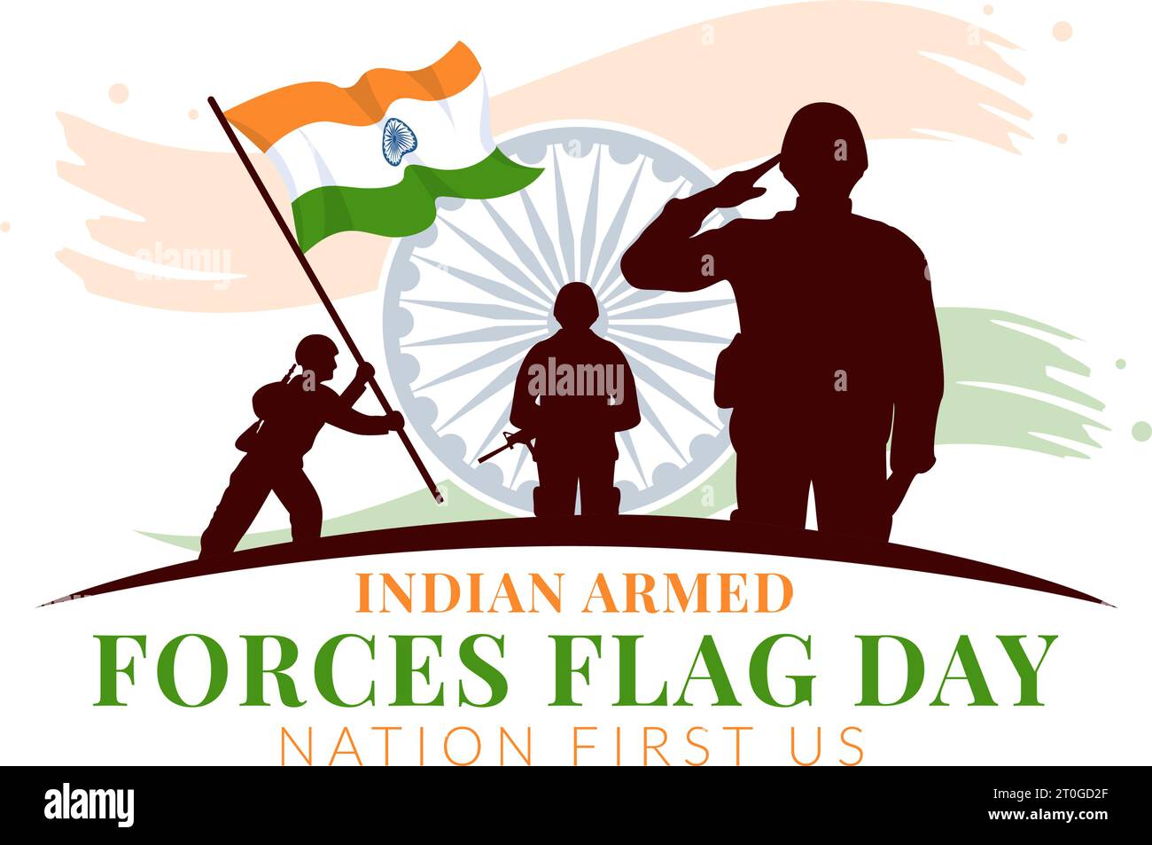 Indian Armed Forces Flag Day Vector Illustration with India and Army ...