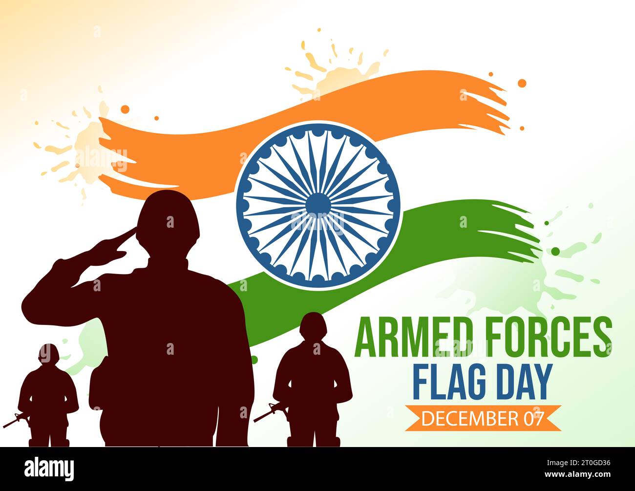 Indian Armed Forces Flag Day Vector Illustration with India and Army Flags in National Holiday ...