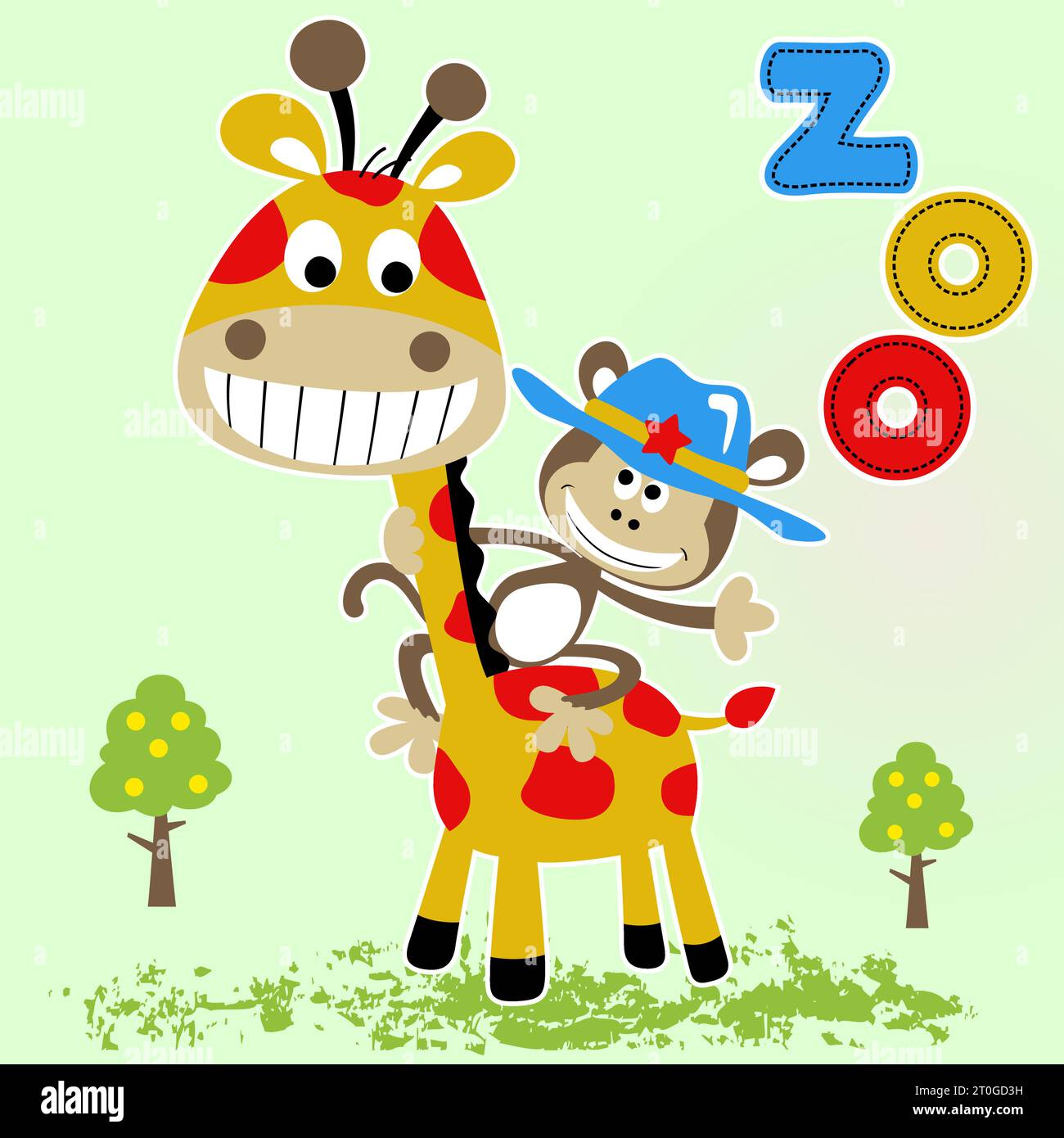 Nice giraffe and monkey, vector cartoon illustration Stock Vector Image ...