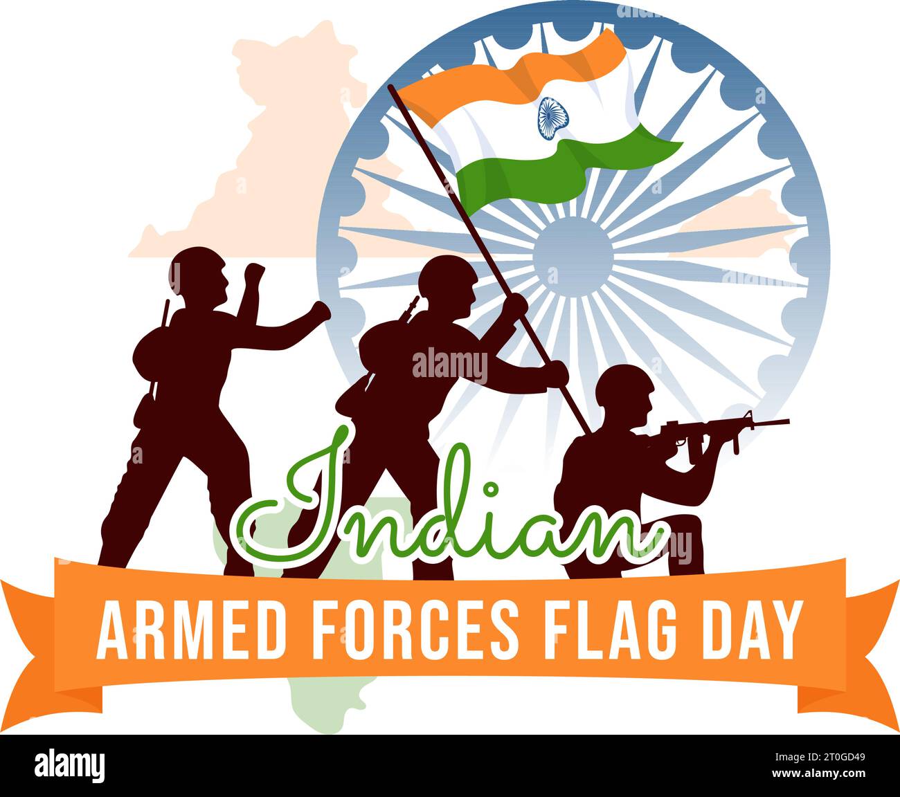 Indian Armed Forces Flag Day Vector Illustration with India and Army Flags in National Holiday ...