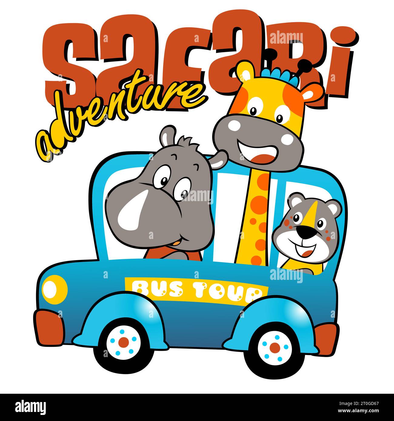 Funny animals on bus, vector cartoon illustration Stock Vector Image ...