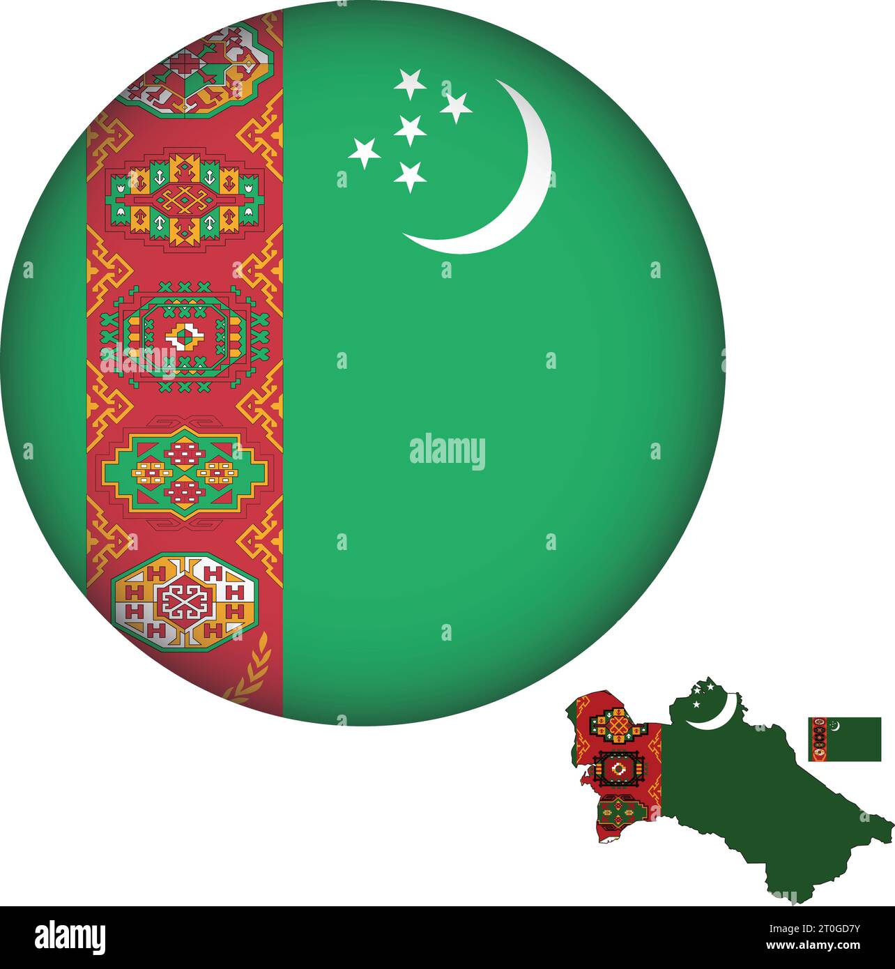 Round flag turkmenistan Stock Vector Images - Alamy