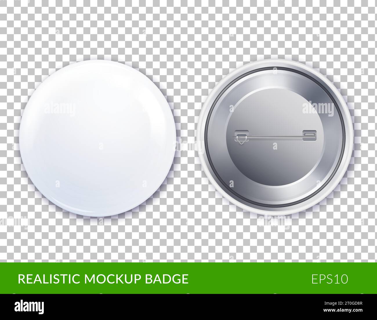 Isolated white plastic and realistic mockup badge icon set on ...