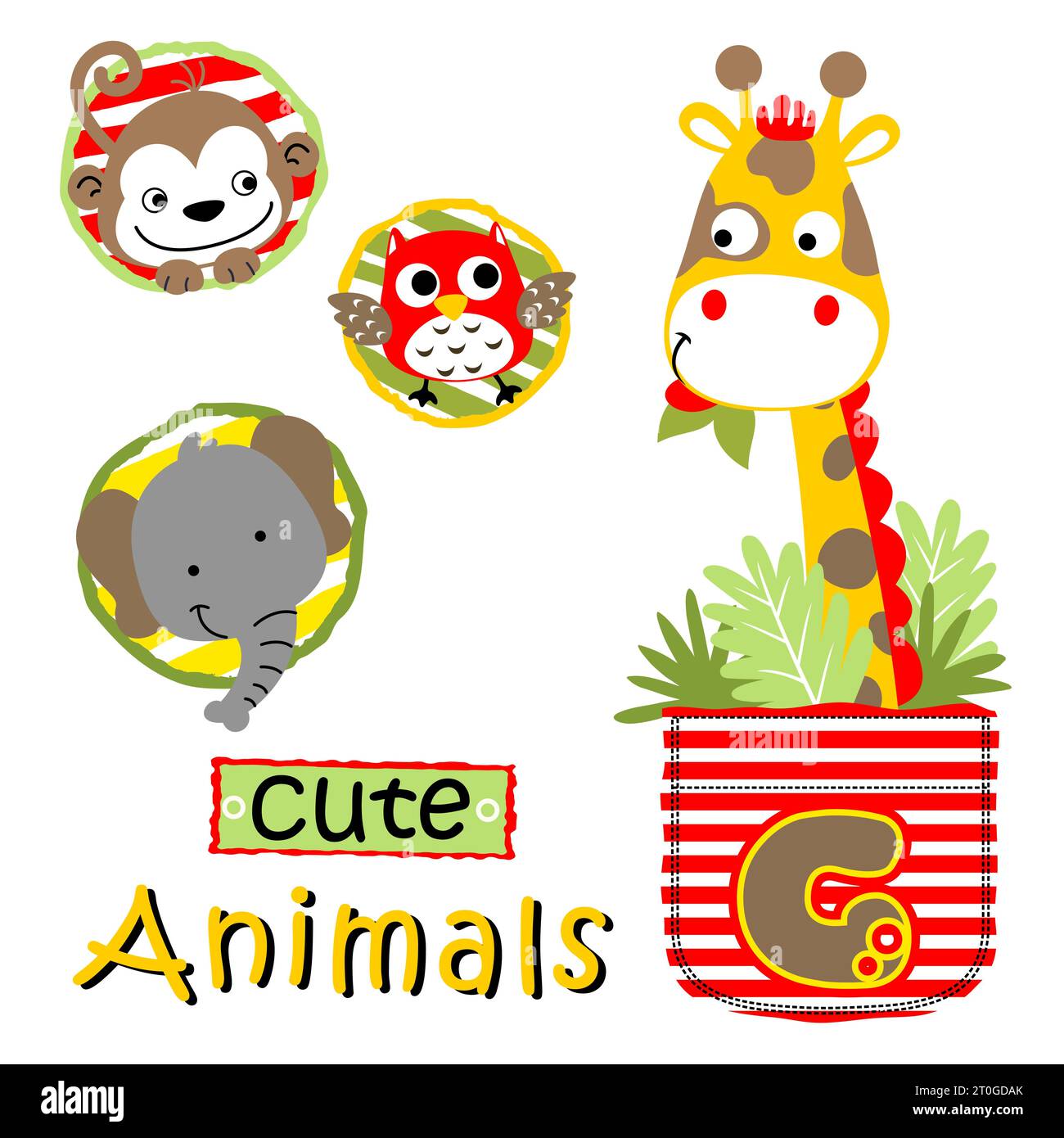 Group of funny animals, vector cartoon illustration Stock Vector Image ...
