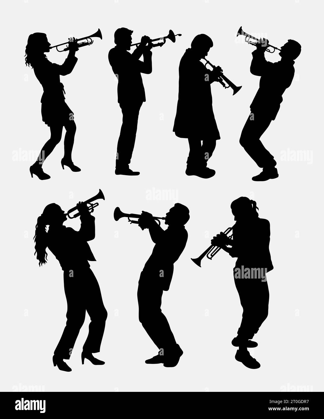 male and female trumpet player silhouette Stock Vector Image & Art - Alamy