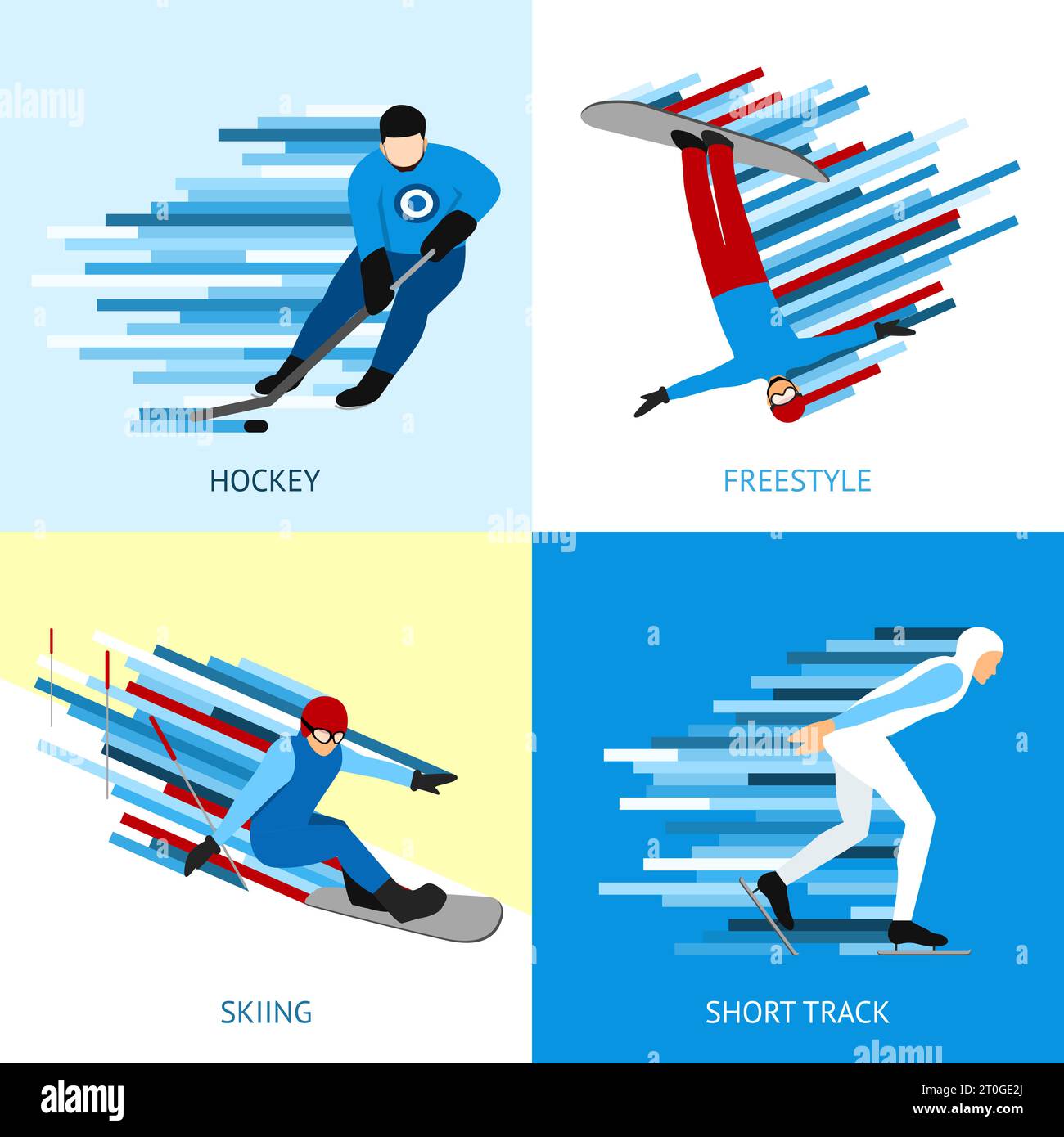 Winter sportsman design concept set with hockey freestyle short track ...
