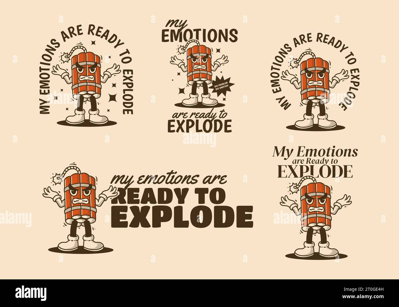 my emotions are ready to explode. Vintage mascot character design of ...